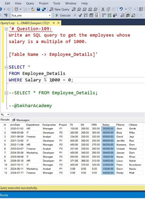 Sql Interview Question 109 Sql Mysql Sqlqueries Interview Shorts Reels Sekharacademy1