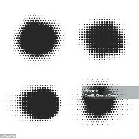 흰색 배경에 하프톤 점선 모양입니다 시끄러운 효과가 있는 벡터 페인트 얼룩입니다 추상적인 튄 원 모양입니다 벡터 일러스트 레이 션 원형에 대한 스톡 벡터 아트 및 기타