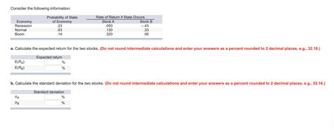 Solved Consider The Following Information Stock D Economy