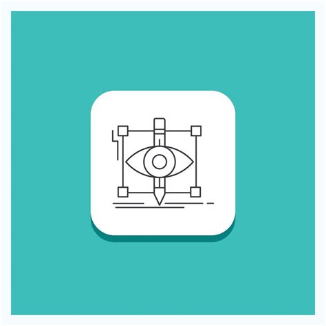Round Button For Design Draft Sketch Sketching Visual Line Icon Turquoise Background
