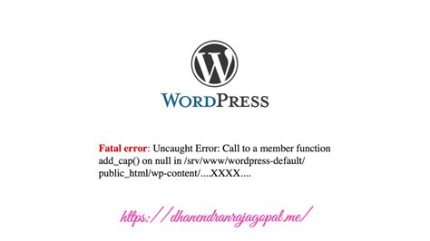 Uncaught Error Call To A Member Function Addcap In Multisite