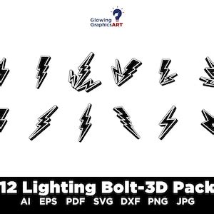 D Lightning Svg Bundle Lightning Bolt Svg Flash Svg Lightning Clipart Electric Bolt
