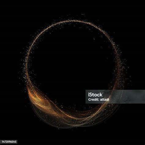격리된 둥근 프레임 검은색 배경에 작은 투명 금색 얇은 명주 그물 1위에 대한 스톡 벡터 아트 및 기타 이미지 1위 가장자리 갈란드 장식품 Istock