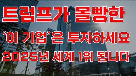 상한가 트럼프가 몰빵한 이 기업은 투자하세요 2025년 세계 1위 됩니다 증시전망 12월주식전망 2025년주식전망 대폭락 Youtube