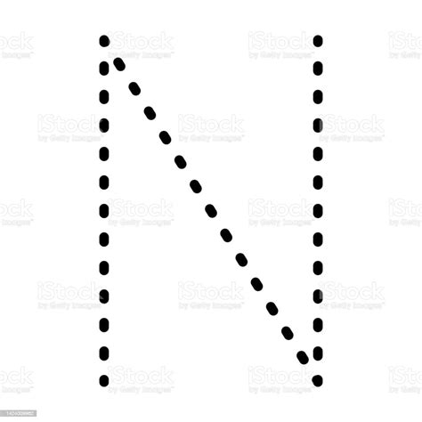 추적 알파벳 문자 N 유치원 유치원 및 몬테소리 학교 어린이 워크 시트에 대한 점선 요소를 필기 연습 활동을위한 사전 작성 0명에 대한 스톡 벡터 아트 및 기타 이미지