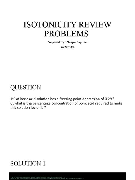Isotonicity Review Problems Pdf