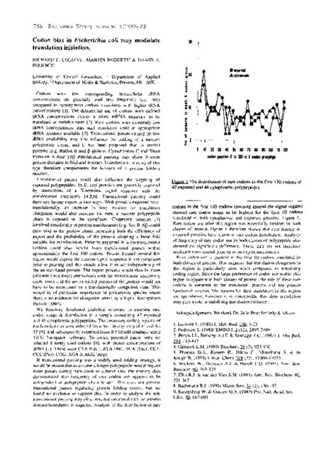 Pdf Codon Bias In Escherichia Coli May Modulate Translation Initiation