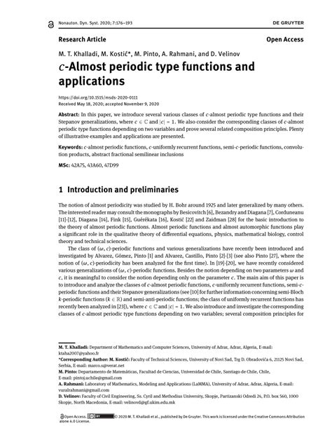 Pdf C Almost Periodic Type Functions And Applications