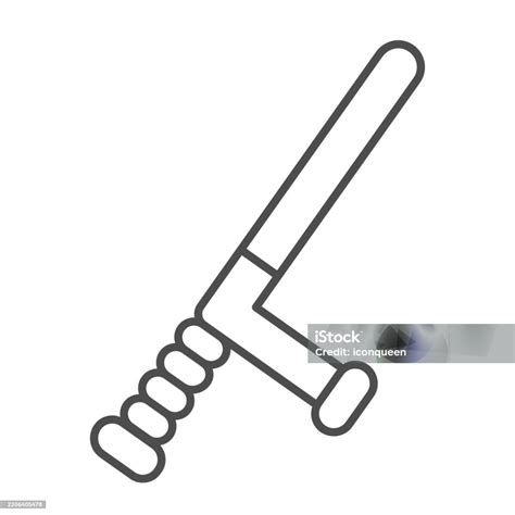 경찰관 지휘봉 얇은 선 아이콘 법 집행 개념 벡터 그래픽입니다 경찰은 흰색 배경에 고무 도구 기호 모바일 또는 웹 디자인에 대한 개요 스타일 아이콘을 표시합니다 가지 식물