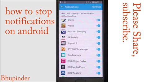 how to stop notifications on android youtube