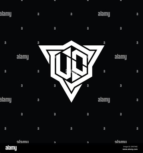 Uo Letter Logo Monogram Hexagon Shape With Triangle Outline Sharp Slice Style Design Template