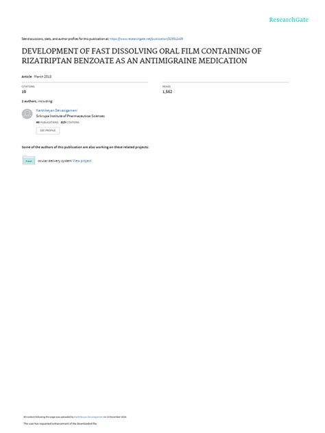 Development Of Fast Dissolving Oral Film Containin Pdf