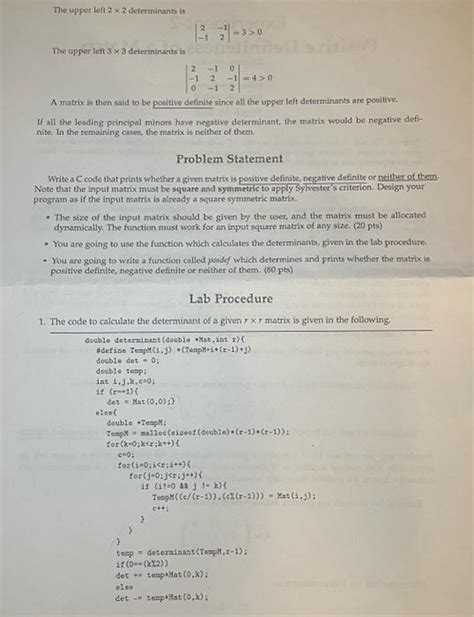 Solved Experiment 2 Positive Definiteness Of A Matrix