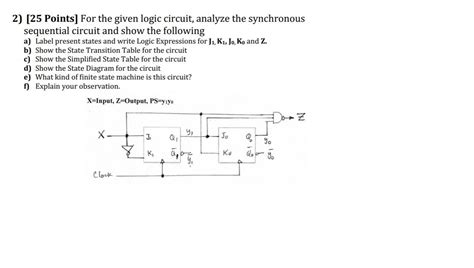 solved 2 [25 points] for the given logic circuit analyze