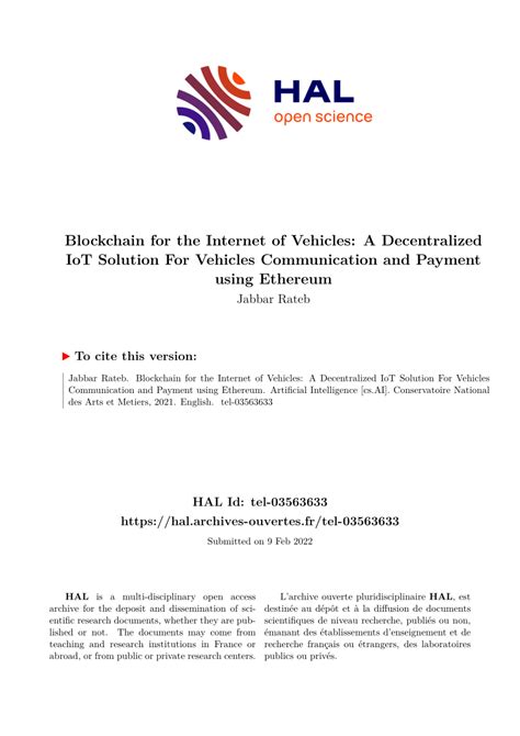 Pdf Blockchain For The Internet Of Vehicles A Decentralized Iot Solution For Vehicles