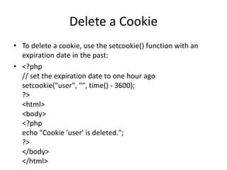 PHP COOKIES AND SESSIONS PPT