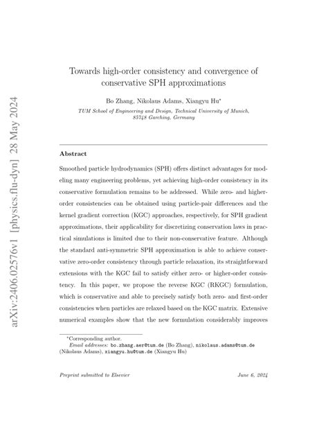 Pdf Towards High Order Consistency And Convergence Of Conservative Sph Approximations