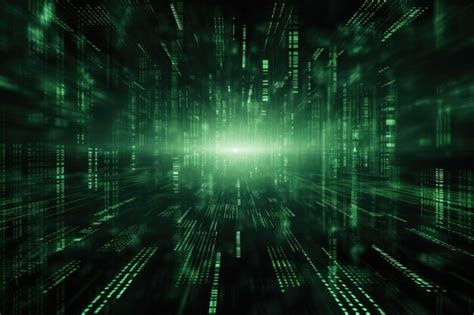 Premium AI Image Abstract Background Digital Data Green Matrix