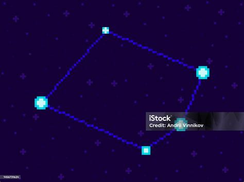 픽셀 아트 스타일의 현미경 별자리 복고풍 비디오 게임 스타일의 밤하늘에 있는 8비트 별 별과 은하의 클러스터 응용 프로그램 배너