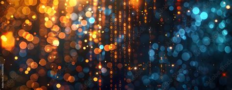 Digital Background Of Binary Code And Glowing Lights Perfect For Technology Themed Visuals