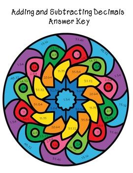 Adding And Subtracting Decimals Color By Code By Kacanich S Creations