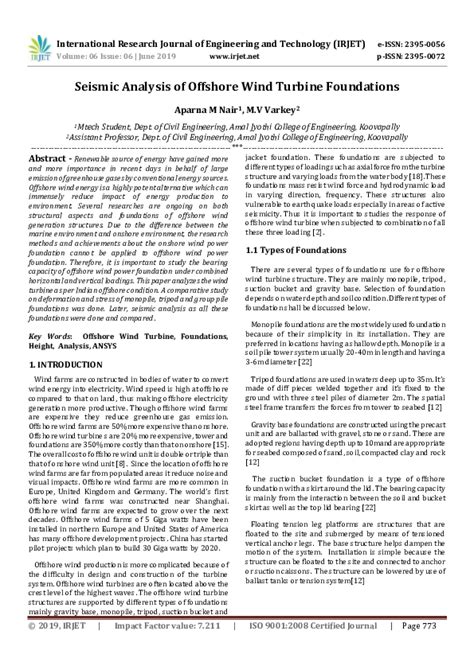 Pdf Seismic Analysis Of Offshore Wind Turbine Foundations