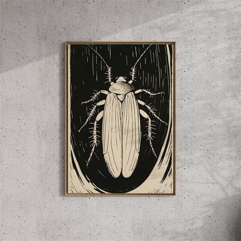 Cockroach Franz Kafka Book Poster Vintage Insect Linocut Print