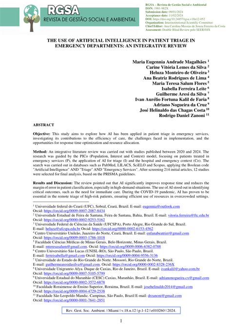 Pdf The Use Of Artificial Intelligence In Patient Triage In Emergency Departments An