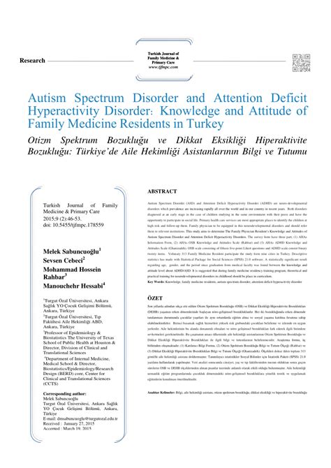 Pdf Autism Spectrum Disorder And Attention Deficit Hyperactivity Disorder Knowledge And