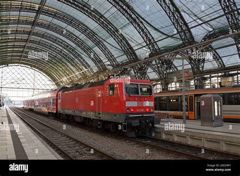 Deutsch Bahn Class 143 Electric Locomotive Entering Dresden Hbf Central