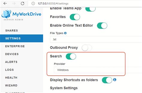 Windows File Server Search MyWorkDrive