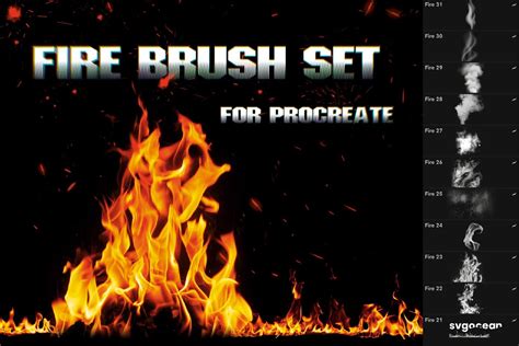 fire and flame procreate brushes illustrations ~ creative market