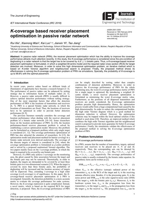 pdf k coverage based receiver placement optimisation in passive radar