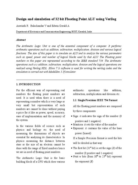 32 bit floating point alu pdf electronic engineering digital