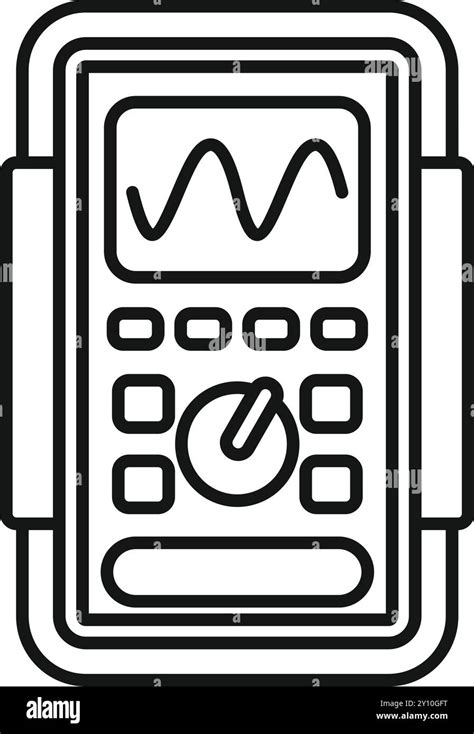Digital Oscilloscope Displaying A Sinus Signal With Control Buttons And Knob Line Art Vector