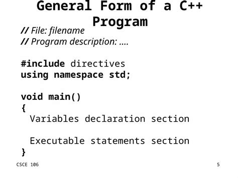 Ppt Introducing C Elements Csce 1062 Outline Main Algorithms