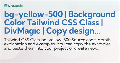 Bg Yellow 500 Background Color Tailwind Css Class Divmagic Copy
