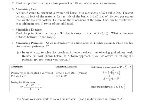 Solved Find Two Positive Numbers Whose Product Is And Chegg