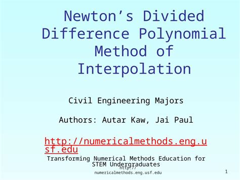 Ppt 1 Newtons Divided Difference
