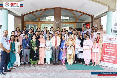 Five Day Faculty Development Programme Organized By Rimt University Rimt University