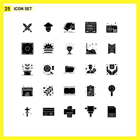 Pictogram Set of 25 Simple Solid Glyphs of web login business form dollar Editable Vector Design ...