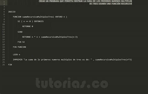 Recursividad Pseudocodigo Suma Recursiva De Multiplos De Tres