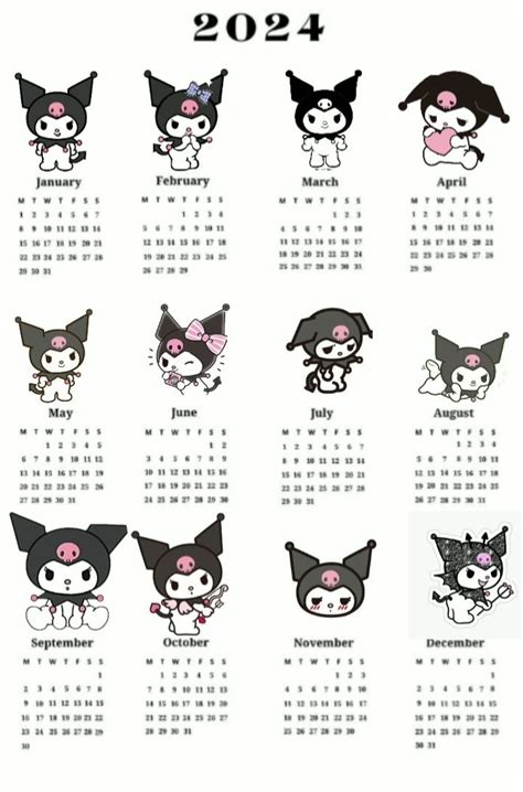Kuromi Desk Calendar Calendar Hexagon