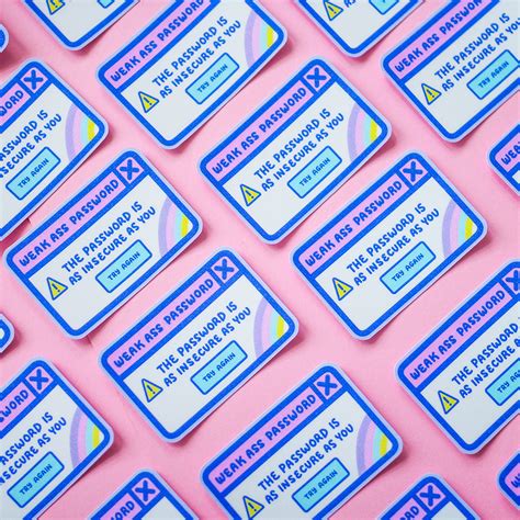 Insecure Password Sticker Artsy Jadey Illustrations And Stationery Goods