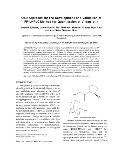 Pdf Qbd Approach For The Development And Validation Of Rp Uhplc