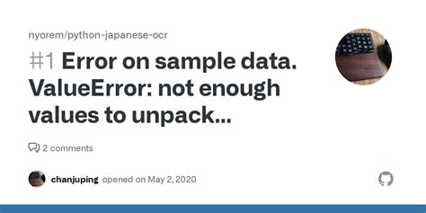 Error On Sample Data ValueError Not Enough Values To Unpack Expected