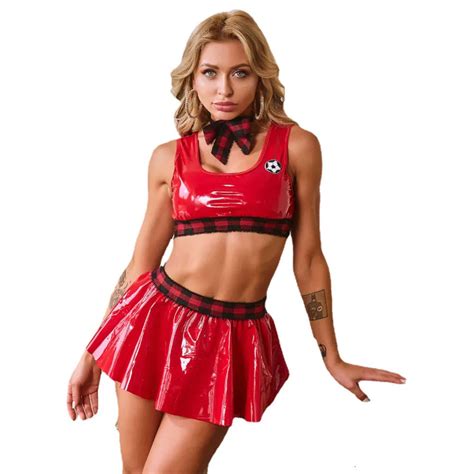 Sexy Kostüm Cosplay Sex Set Leder Stoff Stripper Korsett Enges Top Kurze Röcke Für Frauen