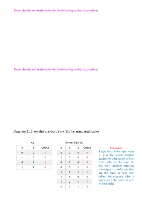 2 Show That X Z X Y X Y X Z Using Truth Tables Question 2 Show That X X Y X Y X
