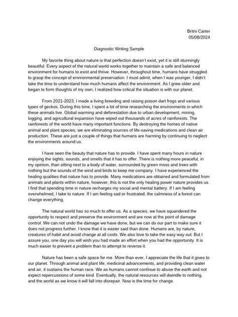 Diagnostic Writing Sample Pdf