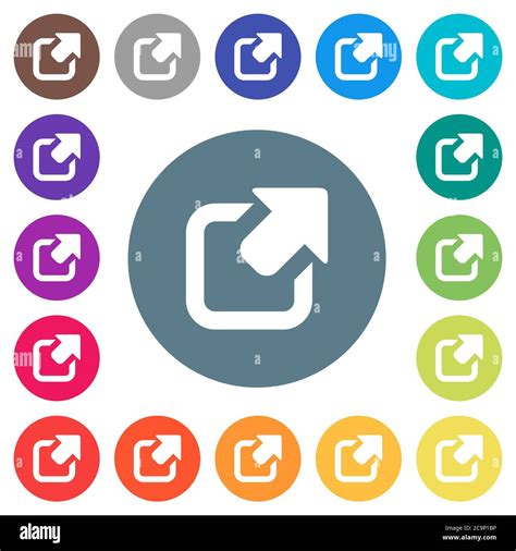 Export Symbol With Upper Right Arrow Flat White Icons On Round Color